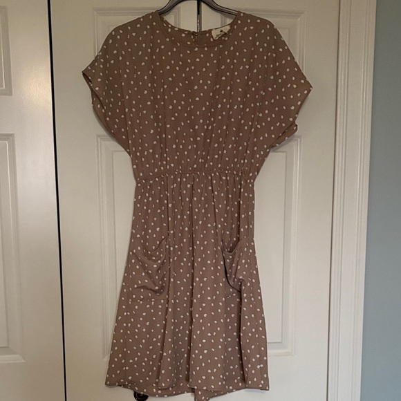 betsey | Dresses | Elegant Tan Polka Dot Mini Dress | Poshmark